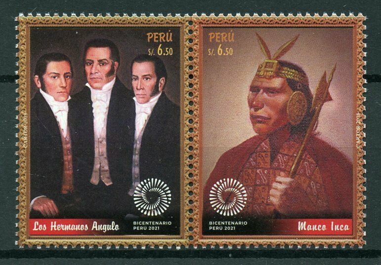 Peru 2019 MNH Independence Hermanos Angulo Inca Manco 2v Set People St ...