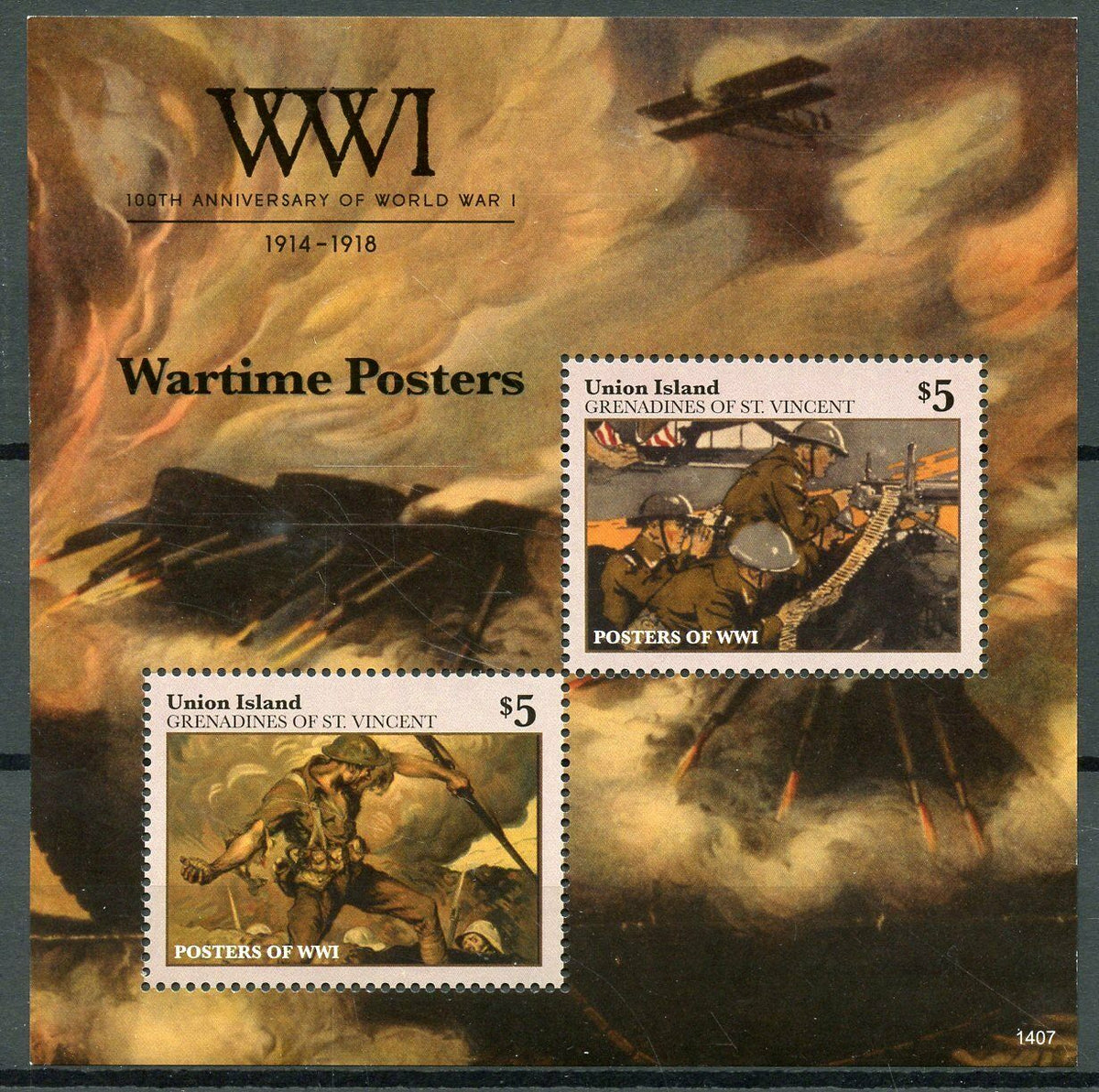Union Island Gren St Vincent 2014 MNH WWI WW1 Wartime Posters 2v S/S S ...