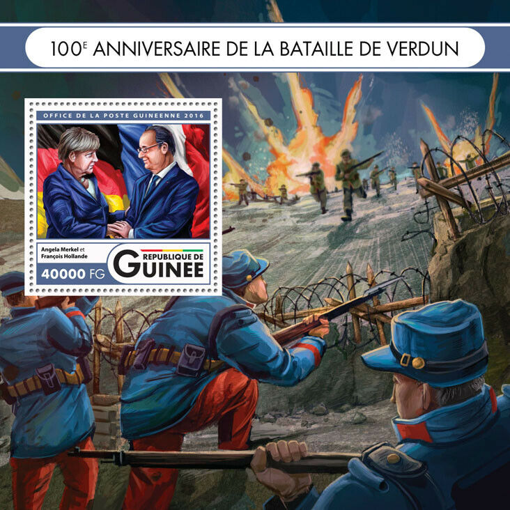Guinea Military Stamps 2016 MNH WWI WW1 Battle of Verdun Angela Merkel ...