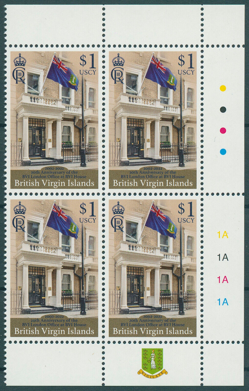 BVI 2022 MNH Architecture Stamps London Office BVI House Flags 4v Bloc ...