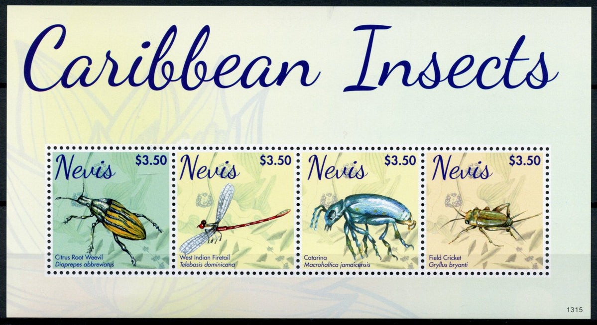 Nevis 2013 MNH Caribbean Insects Stamps Weevil Crickets Beetles 4v M/S ...